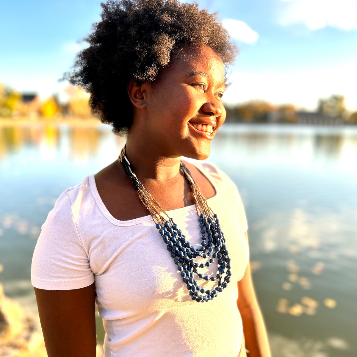 Ugandan Gold Multi-Strand Paper Bead Necklace (6 Colors) – Crazy Love ...